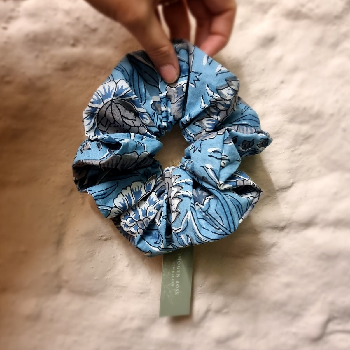 Imogen Rose Block Print Scrunchie - Blue – BY IMOGEN ROSE